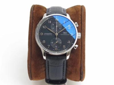 China IWC Portuguese Chrono SS/LE Black Dial Black Subdails ZF V2 A79350 - IWC001E for sale