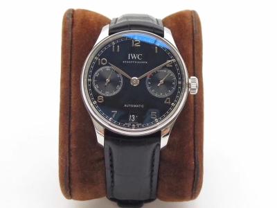 China IWC Portugese 7 days IWC500710 SS/LE Black/SS Num ZF A52010 Mod - IWC004C for sale