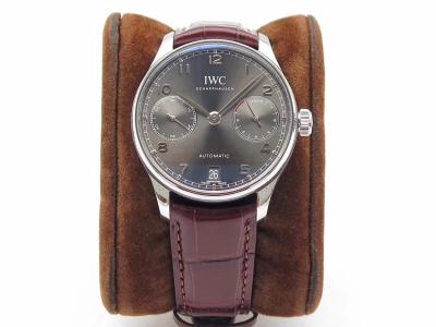 China IWC Portugese 7 days IWC50071 SS/LE Gray/SS Num ZF A52010 Mod - IWC004D for sale
