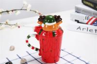 China Cartoon Three Dimensional 400ml Christmas Ceramic Mugs for sale