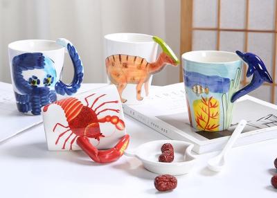 Cina Tazza di caffè portatile ceramica dei Hadrosaurs dipinti a mano multicolori in vendita