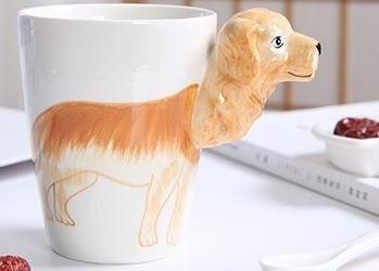 China 450ml de Vorm 3D Ceramische Mokken van de golden retrievercilinder Te koop
