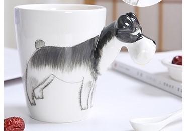 China Handgemachter künstlerischer sibirischer Husky	keramische Becher 3D zu verkaufen