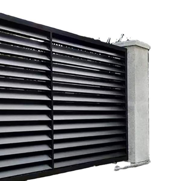 Privacy Slat Fence Panels in Aluminum Metal Black Powder Coated for Horizontal Fences