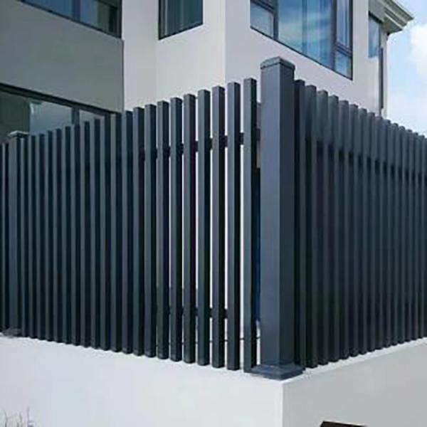 Privacy Slat Fence Panels in Aluminum Metal Black Powder Coated for Horizontal Fences