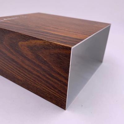 China Anodized Wood Grain Extrusion Aluminum Framework for Window Frame and Cabinet Decoration for sale