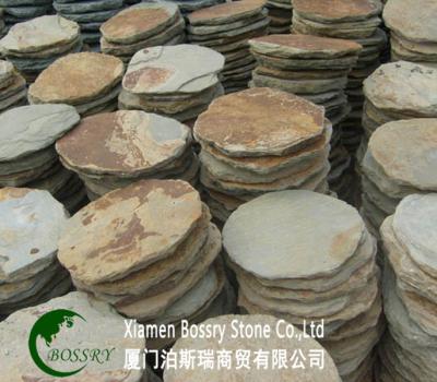 China rust yellow slate round shape paving stone for sale