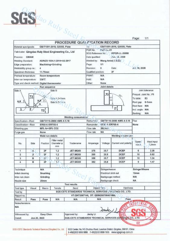 WPQR FOR AS/NZS 1554.1 - Qingdao Ruly Steel Engineering Co.,Ltd