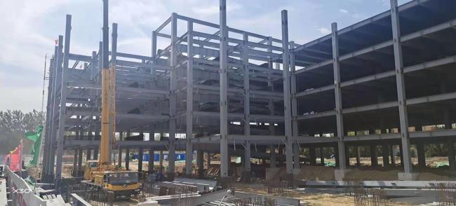 Steel structure building under construction