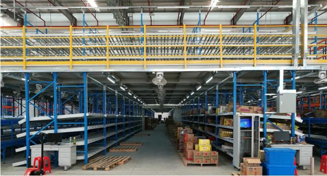 Mezzanine Rack Supported By Carton Flow Rack Warehouse Storage Rack