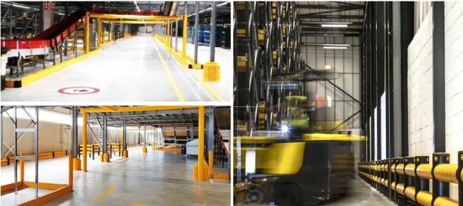 Ground Safety Barrier, Rack End Corner Protector, Warehouse Storage Rack Flexible Anti-Collision System