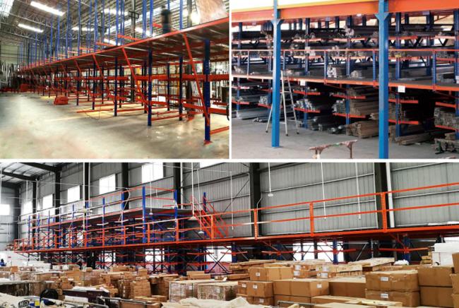 Mezzanine Rack Supported By Cantilever Rack Warehouse Storage Rack