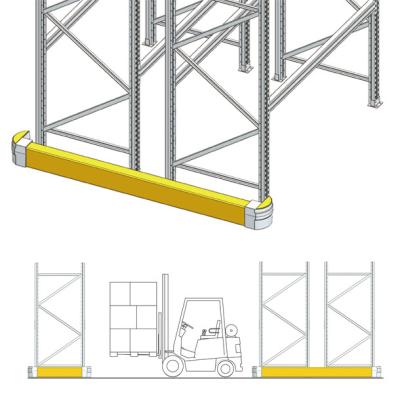 China B27 Kerb Curved Barriers Rack End Guard  Racking upright Protector safety barrier Anti-Collision Guardrails for sale