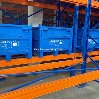Cina Casella di pallet in acciaio per pallet metallici ASRS Contenitore di pallet in ferro in vendita