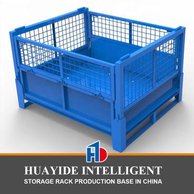 China B48: Long Service Life Powder Coating Treatment Able Folding Warehouse Metal Steel Stillage Cage Half Drop Gate Pallet Stillage Box for sale