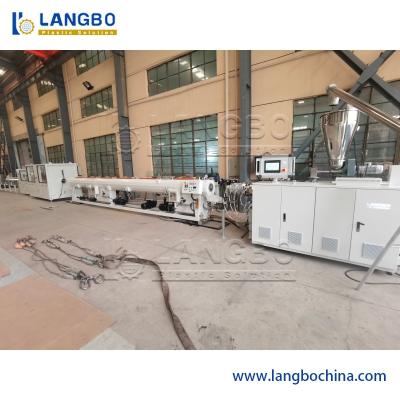 China PVC Pipe Extrusion Line with Twin Screw Extruder for 20-630mm Pipe Range and Integrated Gearbox for sale