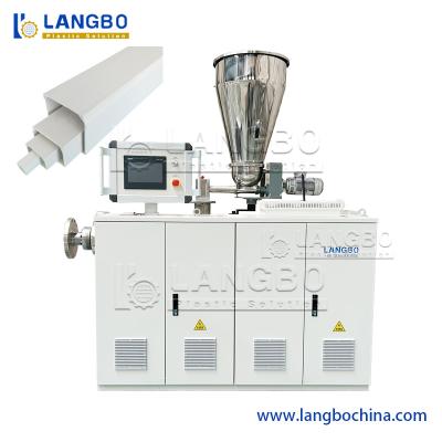 China Conical Twin Screw Extruder PVC Cable Trunk Profile Conduit Channel Profile Extrusion Making Machine for sale