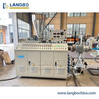 China PLC Touch Screen PVC Pipe Extrusion Line Twin Screw Tube Making Machine for sale