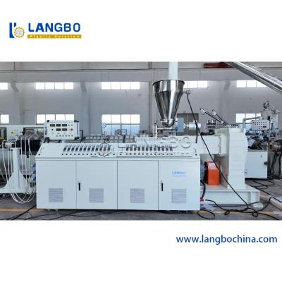 China Conical Twin Screw PVC Pipe Extrusion Line with 1440mm Screw Effective Length and Automatic Cutting Machine for Four Cavities Pipe Production for sale