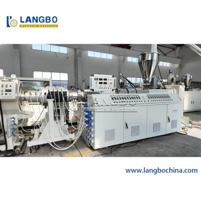 China PVC Pipe Extrusion Line with 16-630mm Pipe Diameter Conical Twin Screw and PLC Control System for sale
