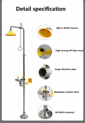 China Customize SS304 emergency shower and eyewash station factory chemical place safety protection for sale