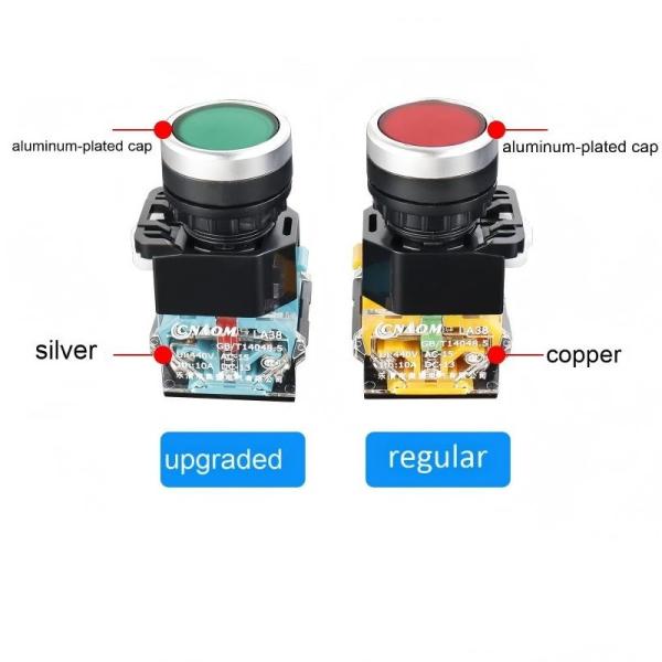 Quality Self-reset button switch LA38-11BN, flat button self-locking type, silver point, for sale
