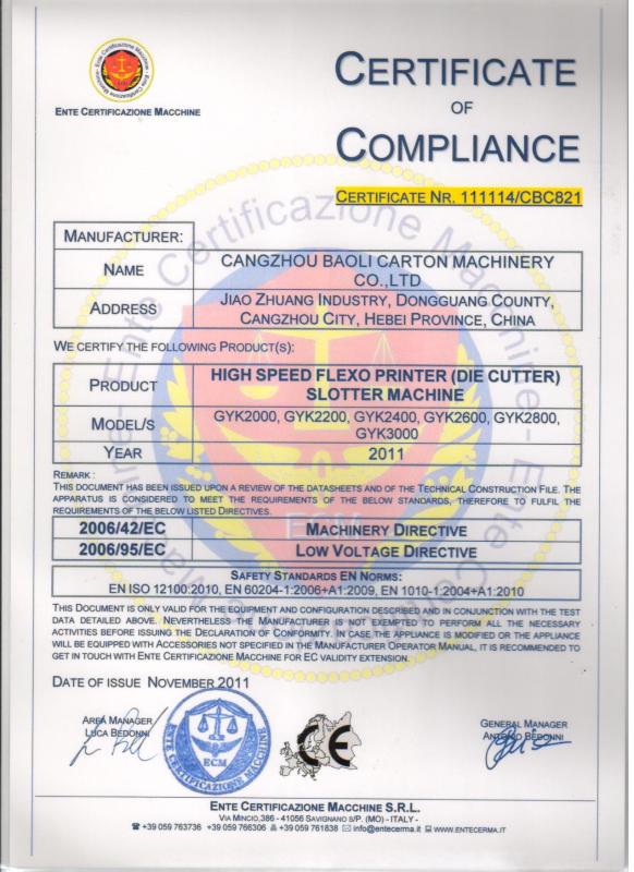 CE CERTIFICATION - Cangzhou Zhaoli Import & Export Trade CO.,LTD.