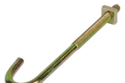 China M4 M16 Carbon steel  L & J Hook Bolt with nut washer Class4. grade 8.8 Yellow plating for sale