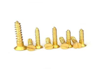 China 2mm 3mm Yellow Brass H59 H62 Slotted Countersunk CSK Head Wood Tapping Screw DIN97 For Furniture for sale