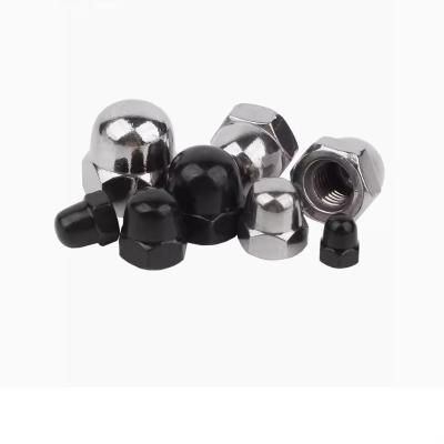 China M8 M10 Carbon Steel Hex Domed Cap Metal Nut Black White Zinc Plated Zn DIN1587 for sale
