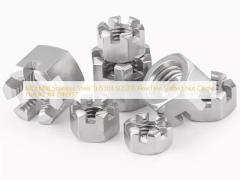 M12 M18 de acero inoxidable SUS304 SUS316 Hex fina con ranuras de la nuez de castillo A2 A4 DIN937 Caudal de hilo 1.0mm Plata Color personalizado