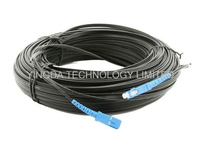 China Steel FTTH Fiber Optic Patch Cord Single Mode SC Connector Simplex 200M Black for sale