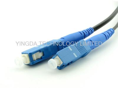 China Steel FTTH Fiber Optic Patch Cord Single Mode SC Connector Simplex 200M Black for sale