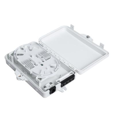 China 4 Core FTTH Outdoor Fiber Optic Termination Box 1:4 Splitter SC Wall Mount Waterproof for sale
