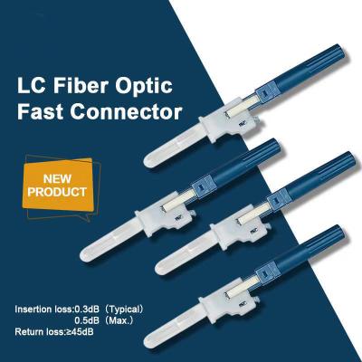 China LC Fast Connector Field Installable Connector SM 2*1.6mm Flat Drop Cable Blue for sale