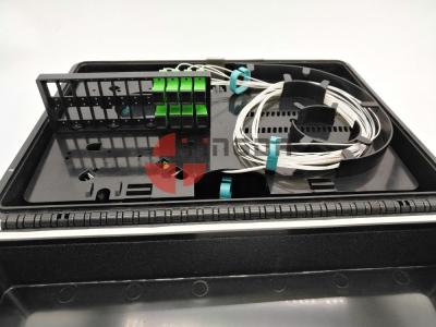China 2 en 24 hacia fuera cajas plásticas negras del divisor de la fibra óptica del montaje en la pared para 1x16 con el adaptador de SC/APC en venta