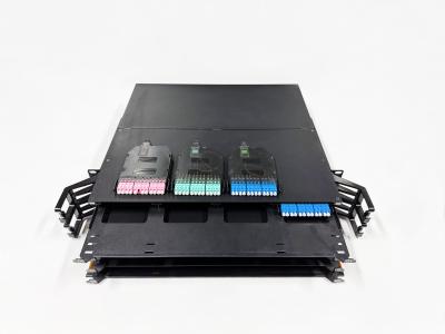 中国 高密度2U 19インチ 144コア MPO-LC MTPアンロードスライド光ファイバーパッチパネル MPOラック データセンターソリューション用 販売のため