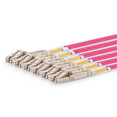 China MPO patch cord MPO-LC MPO/MTP to 6 x LC UPC Duplex 12 Fibers OM4 MM Type A Breakout Patch Cord 5 meter 10 meter for sale