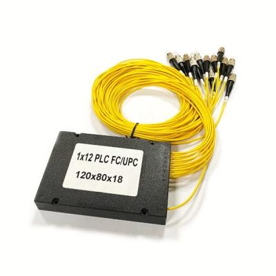 China High Quality FTTH 1x12  FC Connector Fiber Optical Box Distributor ABS Box PLC Splitter For Rack Patch Panel for sale