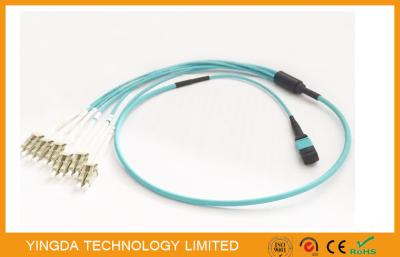 China cabo de 100G OM3-300 QSFP MTP MPO com Aqua do conector de Uniboot do duplex de 6 x LC for sale