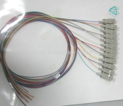 China 850 & 1300nm Fiber Optic Pigtail SC MM 50 / 125um 12 Fibers Pigtail LSZH Multimode 3M for sale