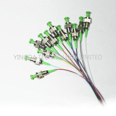 China Patch Panel APC / FC Fiber Optic Pigtail / Patch Cords 8 Cores 12 Cores Green Tight Buffer for sale
