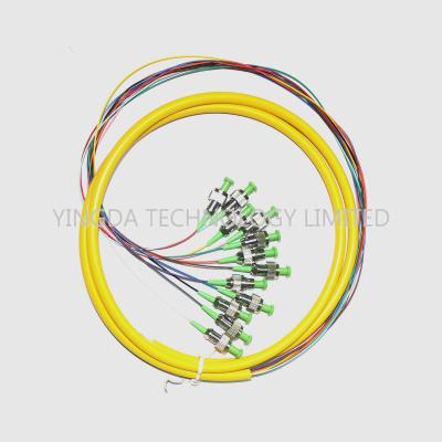 China Patch Panel APC / FC Fiber Optic Pigtail / Patch Cords 8 Cores 12 Cores Green Tight Buffer for sale