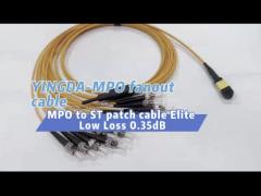 Laag verlies 0,35 dB 12 cores MPO connector naar ST MPO jumper type B voor glasvezelcommunicatiesysteem