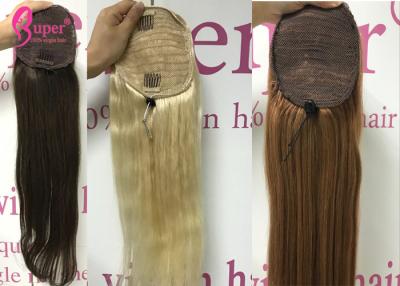 China Light Brown Long Straight Ponytail Extension Human Hair Ponytail Wrap Around for sale