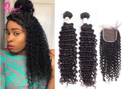 China Black 3 Bundles Peruvian Hair Bundles For Best Lace Frontal Closure Curly Hair for sale