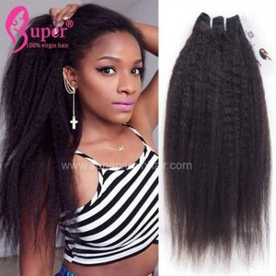 China Natural Black Yaki Premium Malaysian Human Hair 100 Raw Kinky Straight 24 Inches for sale