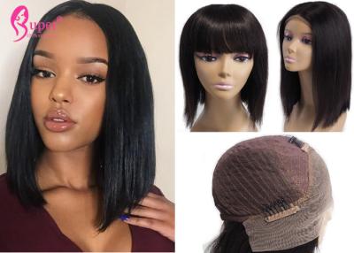 China Black Style African American Short Lace Front Wigs With Bangs Straight Texture for sale