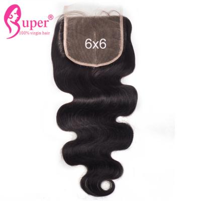 China 22 Inch Virgin Hair Closures 6x6 Brazilian Body Wave Free Part Headline Bleached Knots for sale