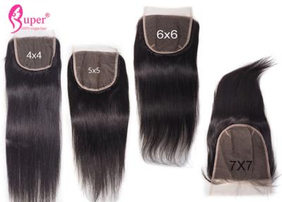 China Healthy Virgin Hair Closures / Swiss Lace Frontal Closure 4x4 5x5 6x6 7x7 Bleached Knots for sale
